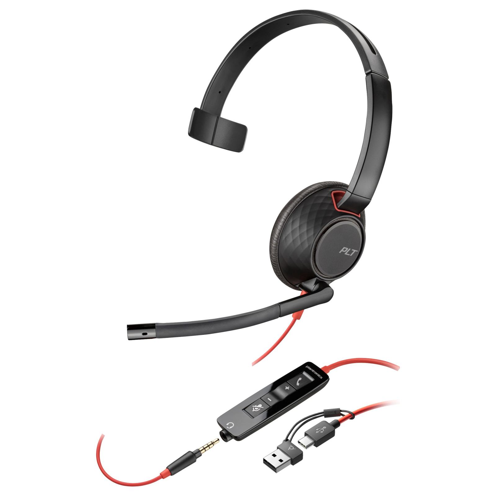 Mono slušalke HP Poly Blackwire 5210 USB-C + 3,5 mm vtič + adapter USB