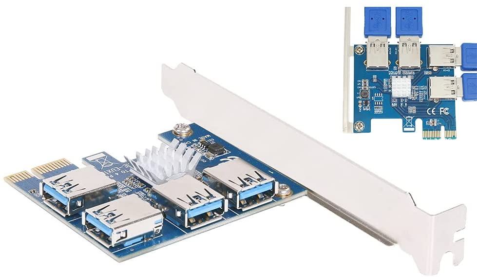 PCIe Splitter, 1 na 4 PCIe Expansion Riser Card X1 External Adapter