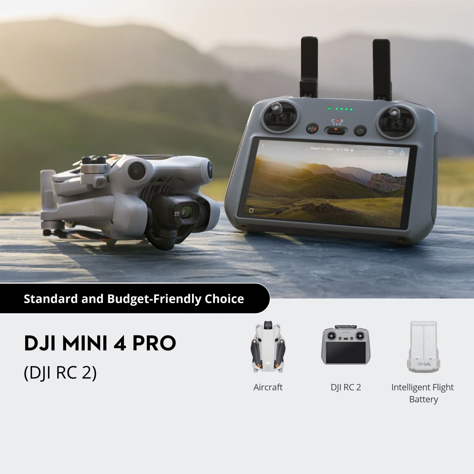 DJI MINI PRO 4 RC Z PRO DALJINCEM IN VELIK DISPLAY NOVO