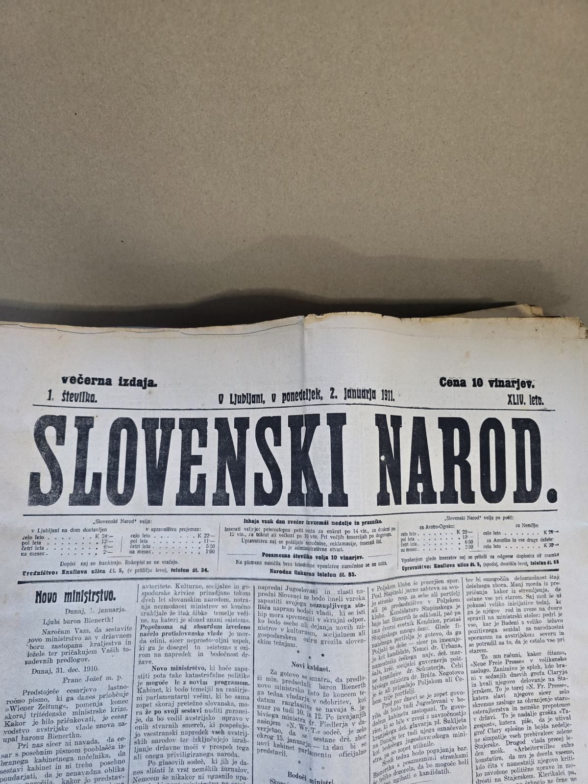 Slovenski narod, leto 1911