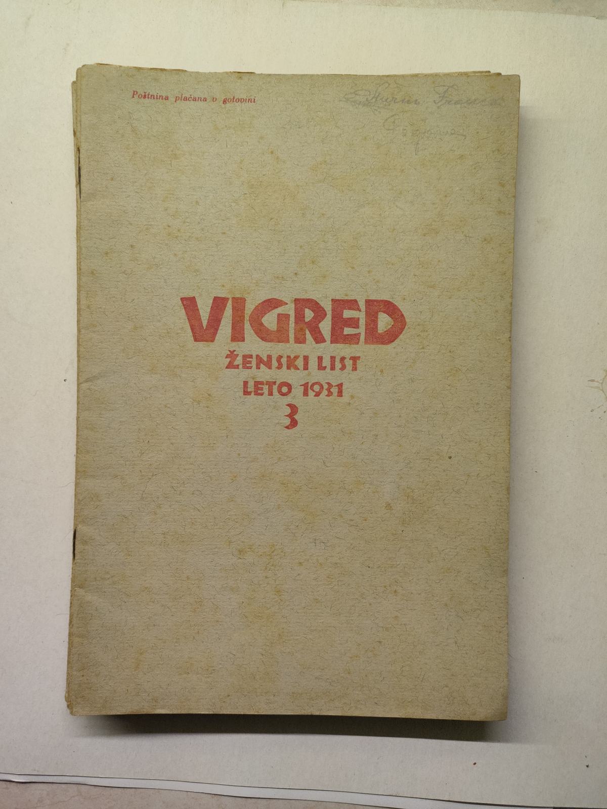 Vigred : ženski list, 1926, 1928-1931