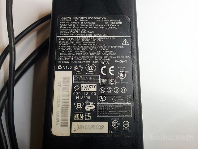 Adapter Polnilec Napajalnik za hp prenosnik Evo N1020v