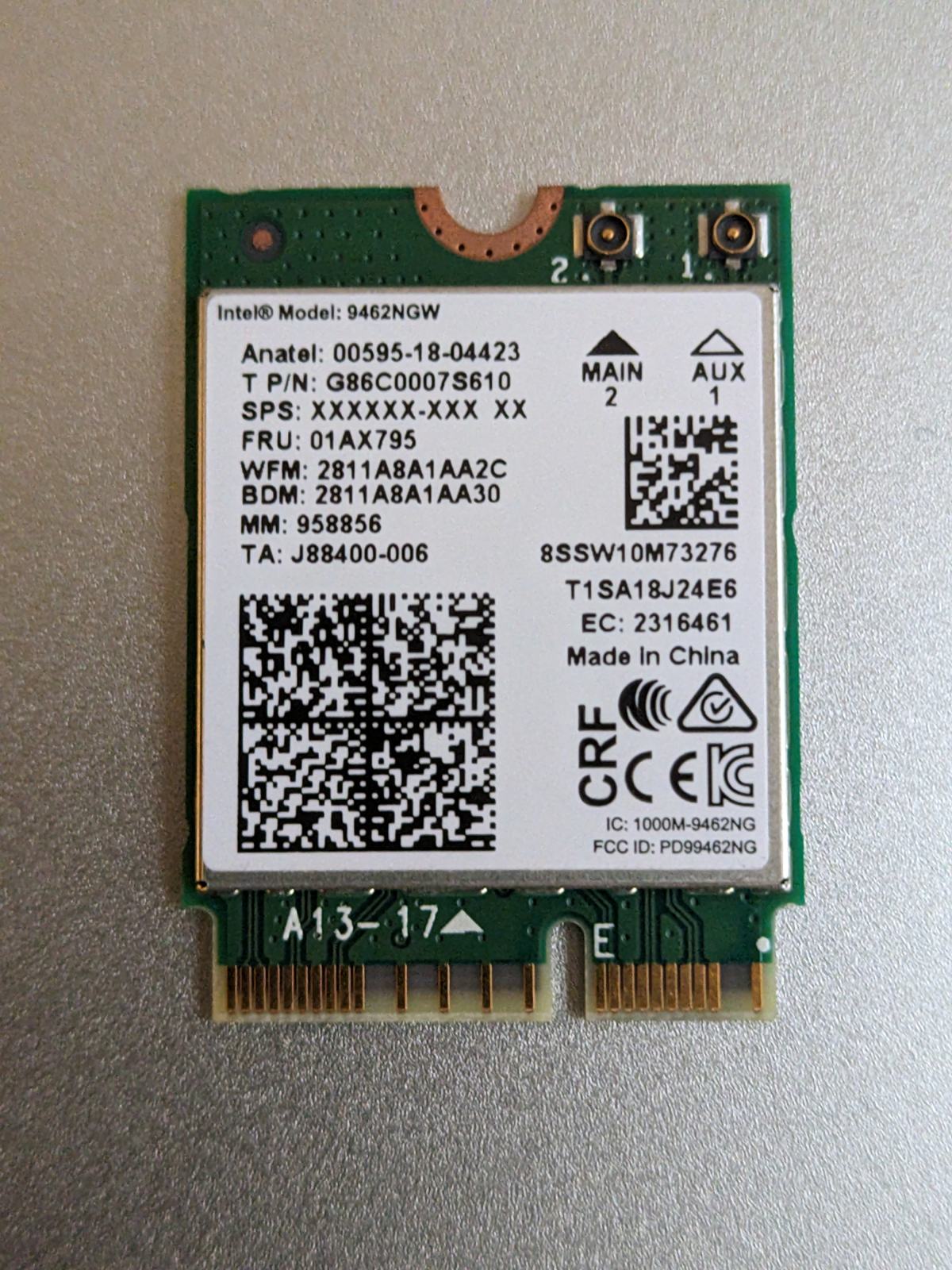 Intel 9462NGW 802.11ac WiFi Bluetooth