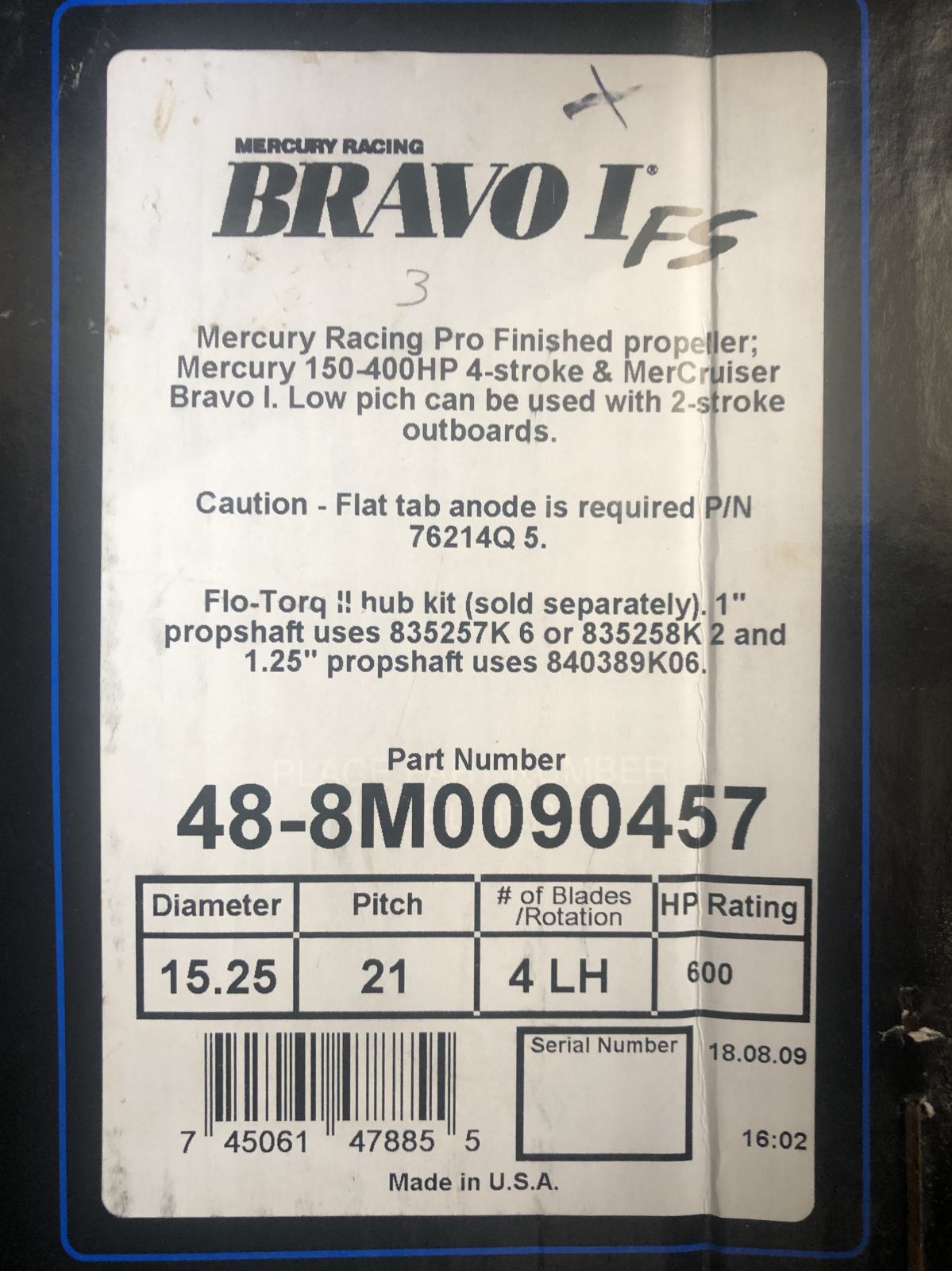 PROPELERJI Mercury Racing Bravo IFS