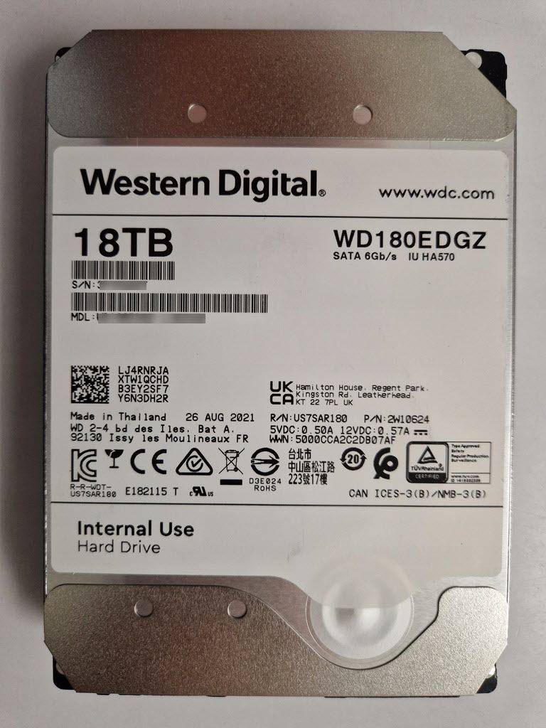 NOVO: 18TB 3,5 HDD WesternDigital NAS HDD Helium (WD180EDGZ-11BLDS0)