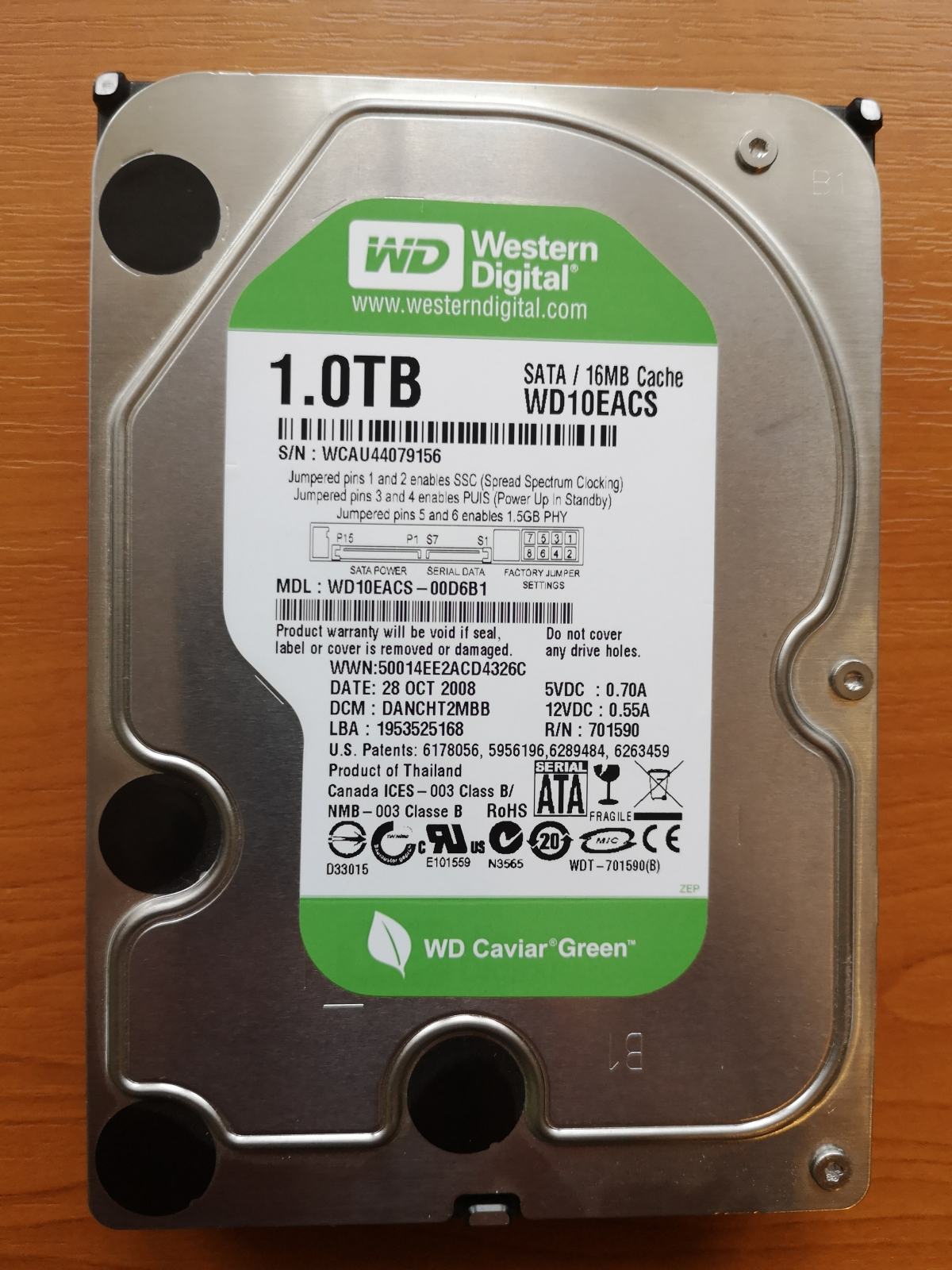WD Green HDD 1TB 3.5 7200RPM