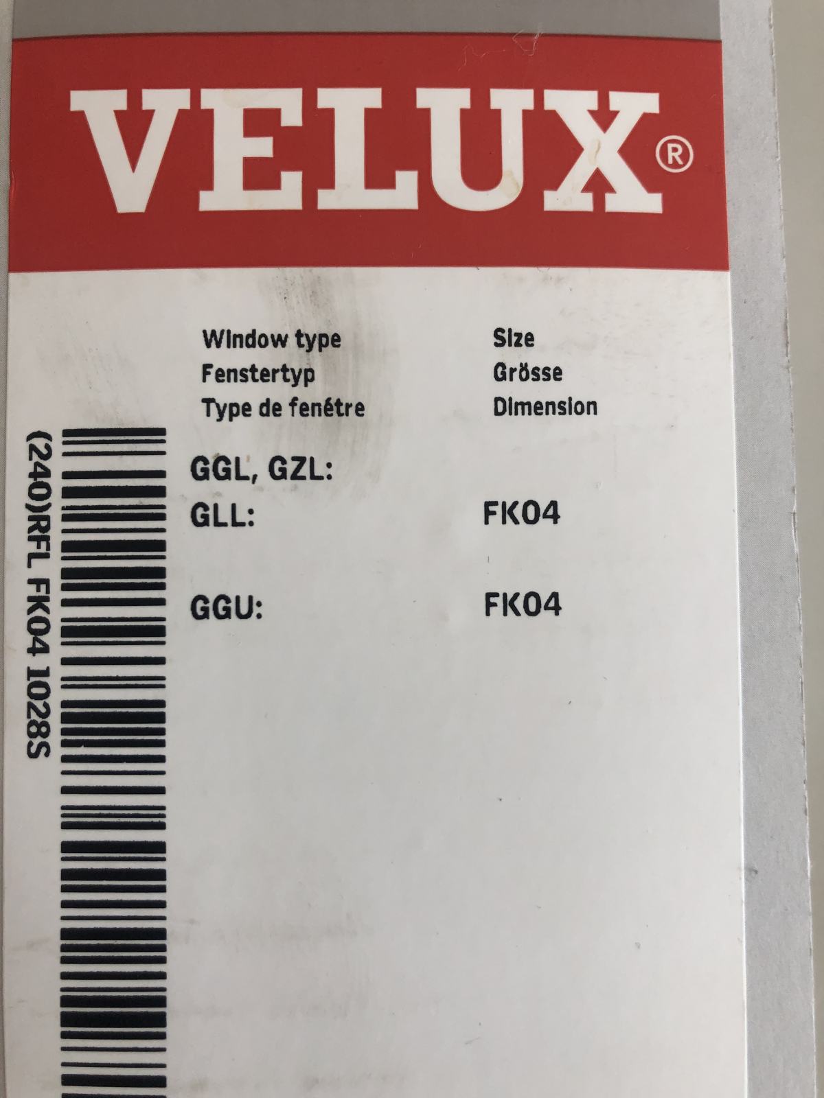 Velux notranje senčilo belo RFL FK04 1028S - novo