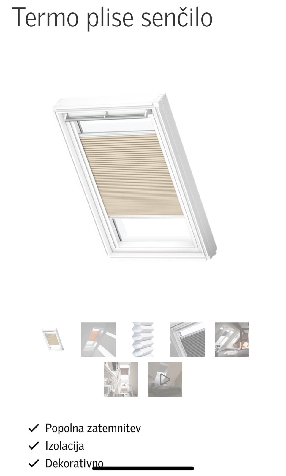 VELUX termo plise senčilo FHC MK08