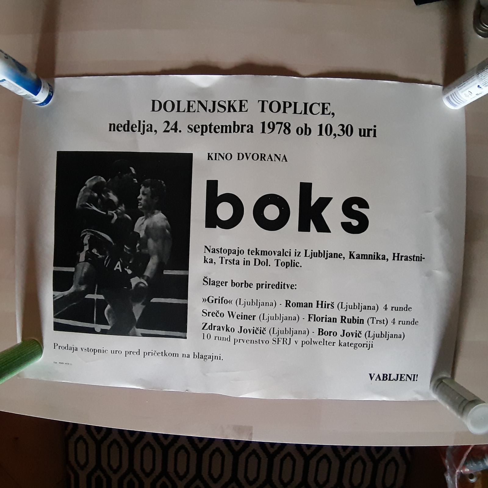 Boks plakat Dolenjske Toplice Srečo Weiner, Boro Jovič...1978