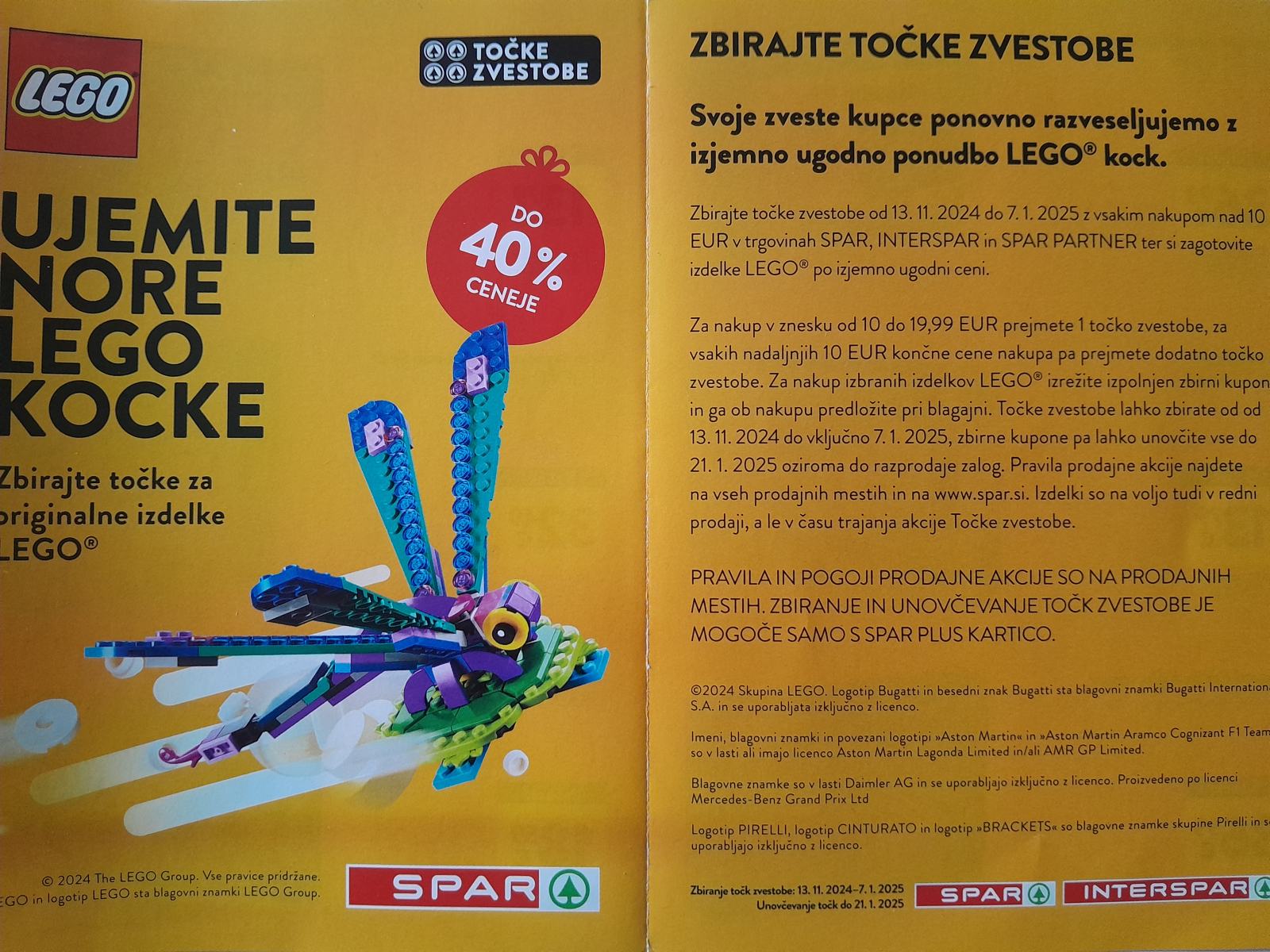 SPAR nalepke/točke LEGO (november 2024) - 143 nalepk