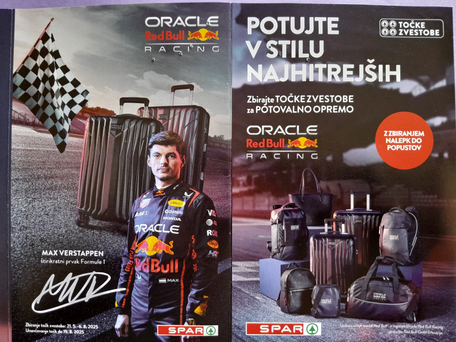 SPAR Oracle Red Bull Racing nalepke/točke (maj 2025)-potovalna oprema