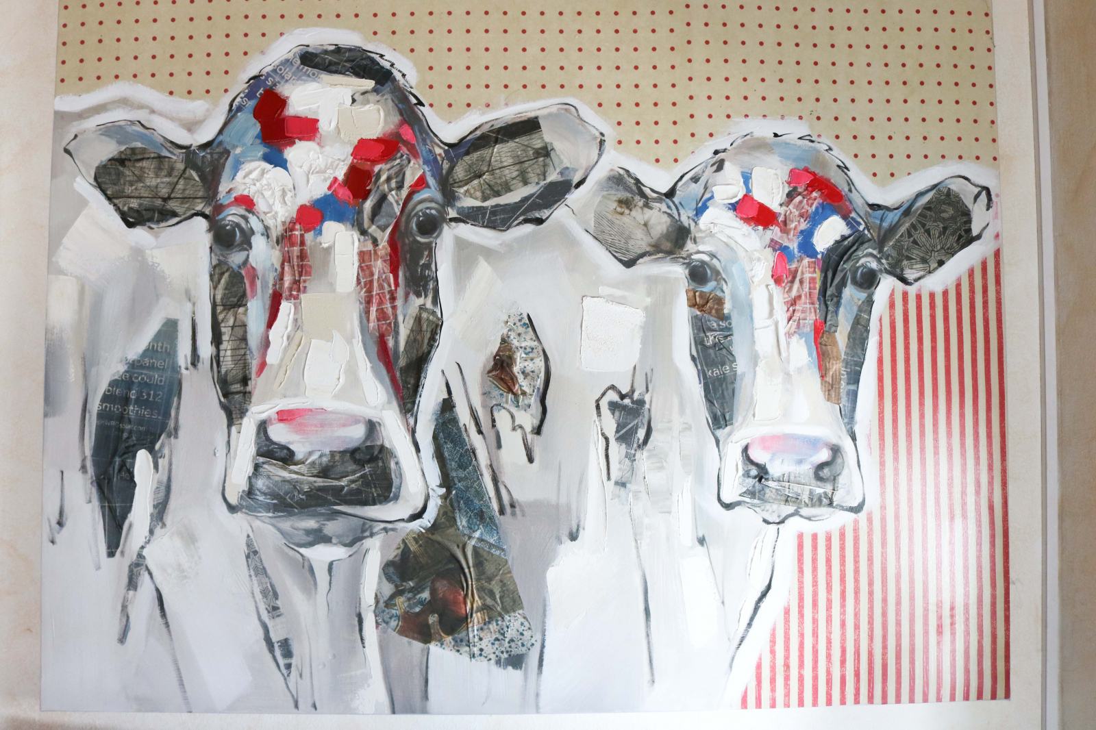 Slika na platnu - 2 kravi, 120x90- kombinirana tehnika