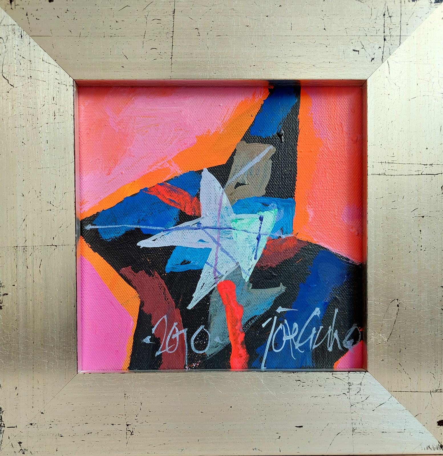 (9164) JOŽE CIUHA, olje na platno, Zvezda 29.50cm X 29.50cm