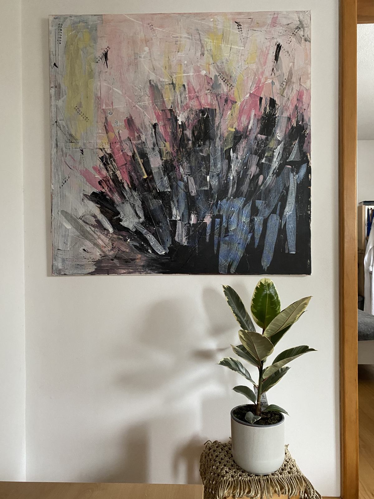 Abstraktna slika, akril na platno, 100x100 cm