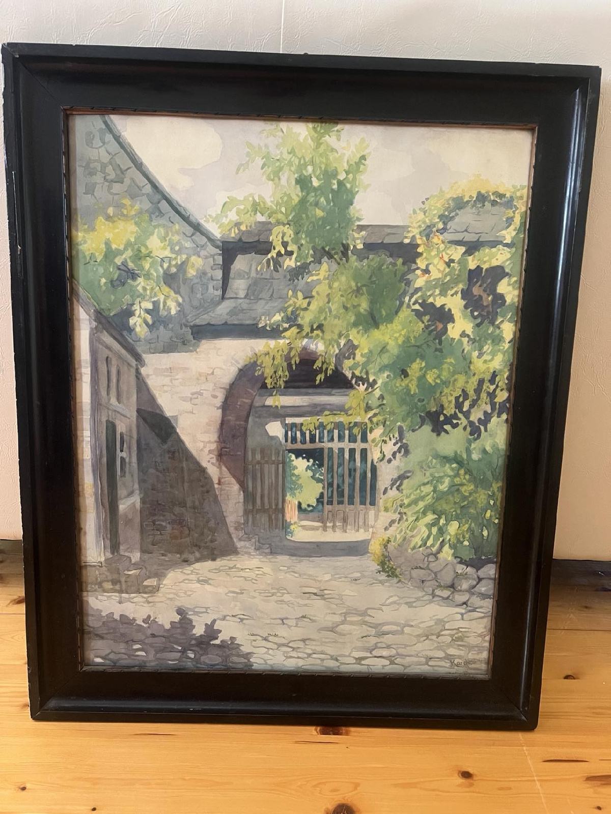 Gvaš iz 1919. Signirano, 65x50 cm, originalni okvir brez paspartuja