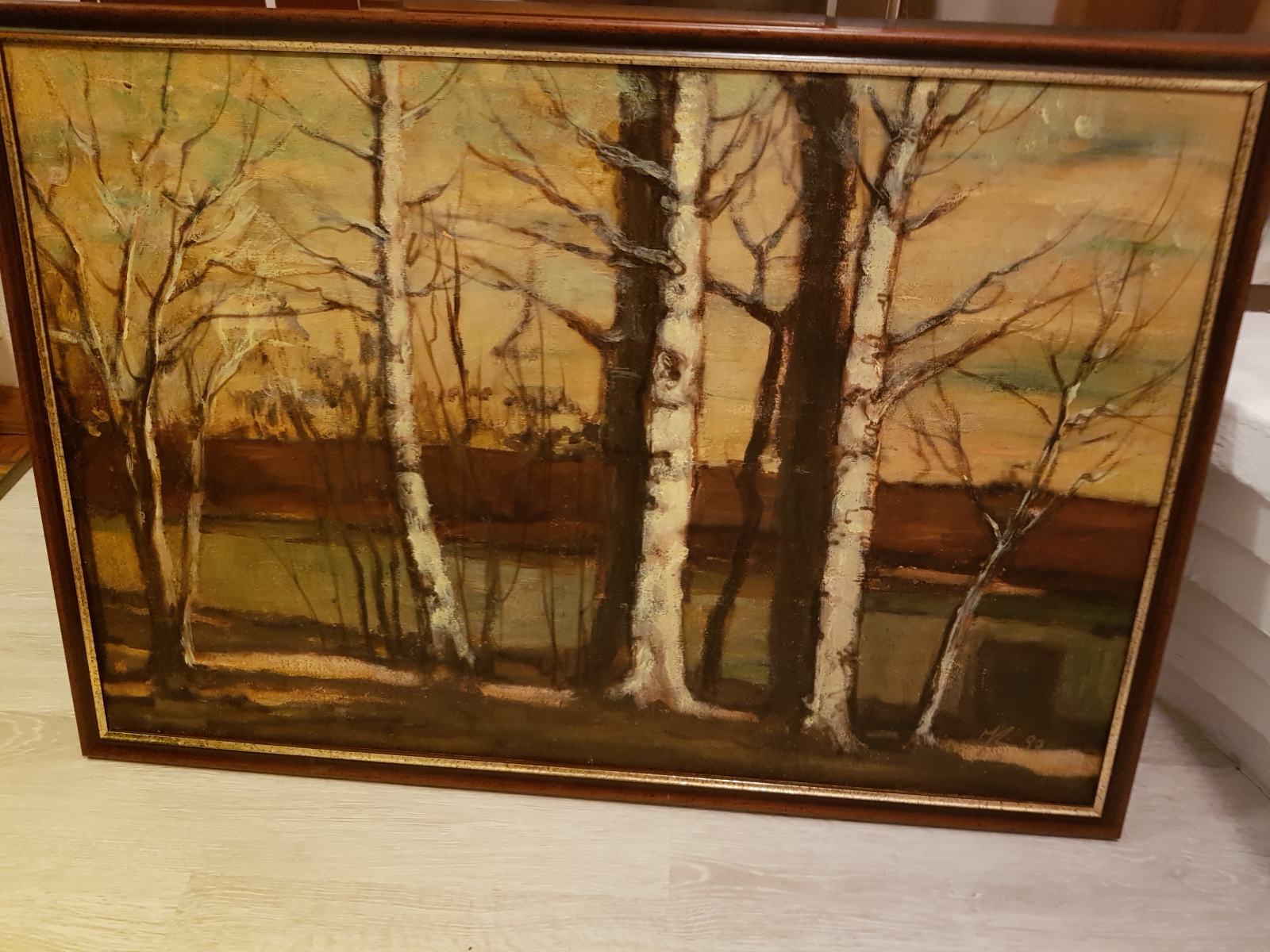 Oljna slika -BREZE, avtor J. Kotar