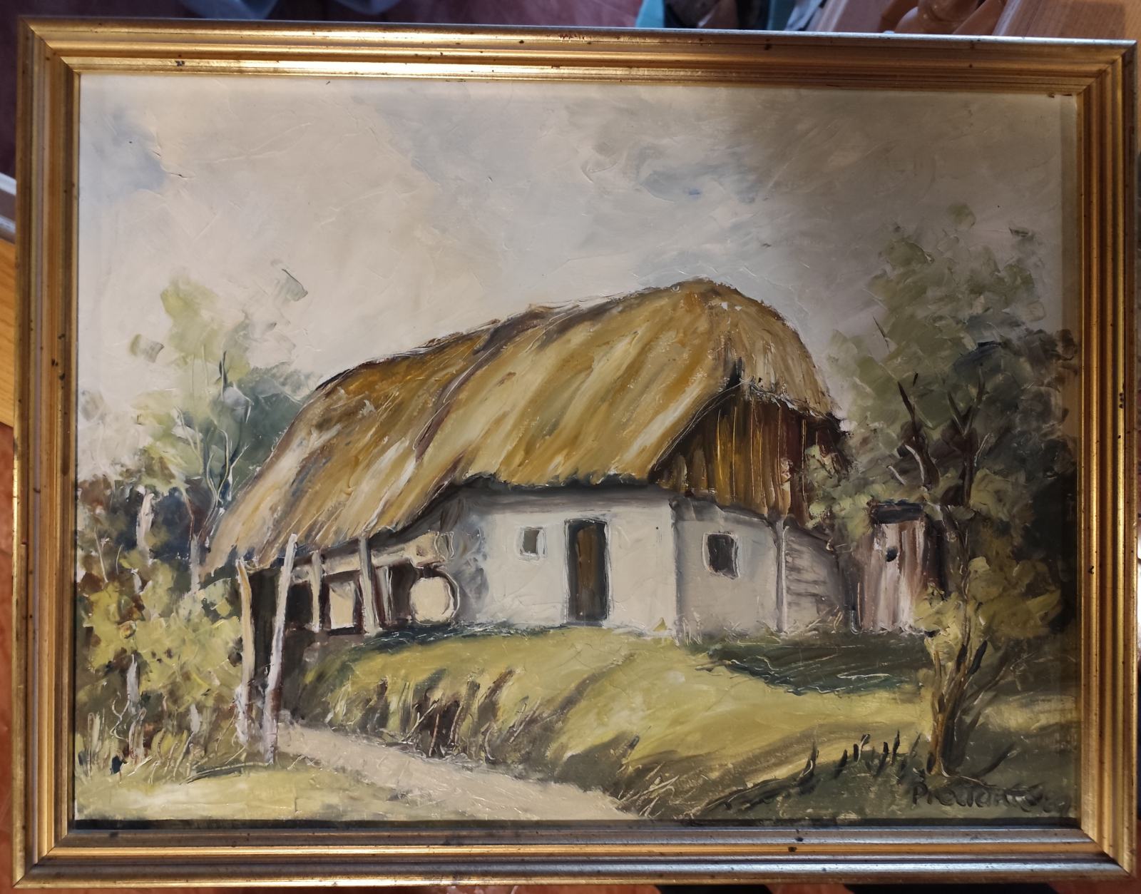 SLIKA - HIŠA s SLAMNATO STREHO - Slikar Predanič
