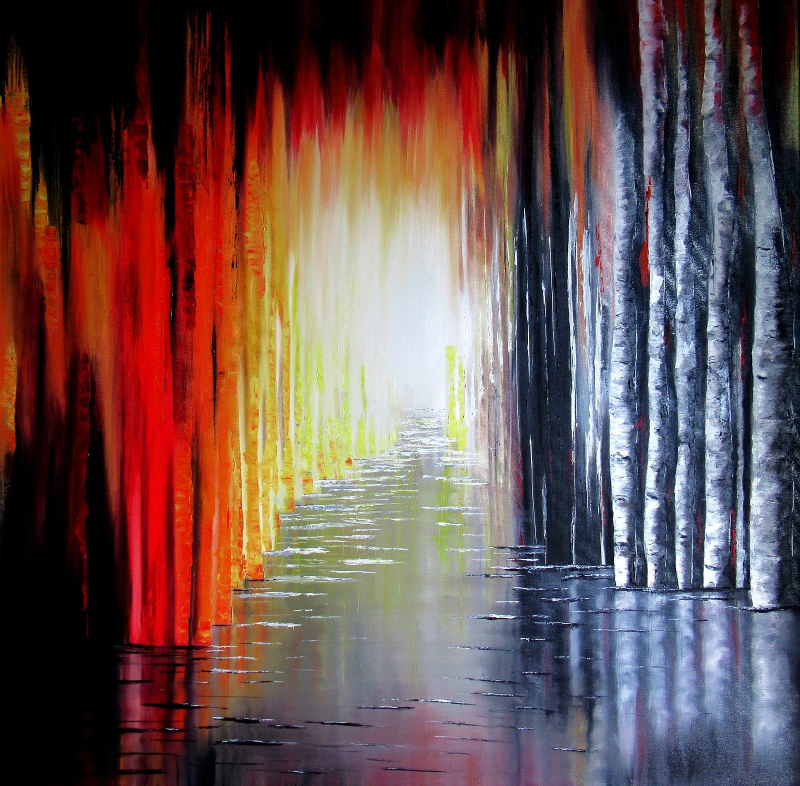 Slika - Rdeče breze 90 x 90 cm