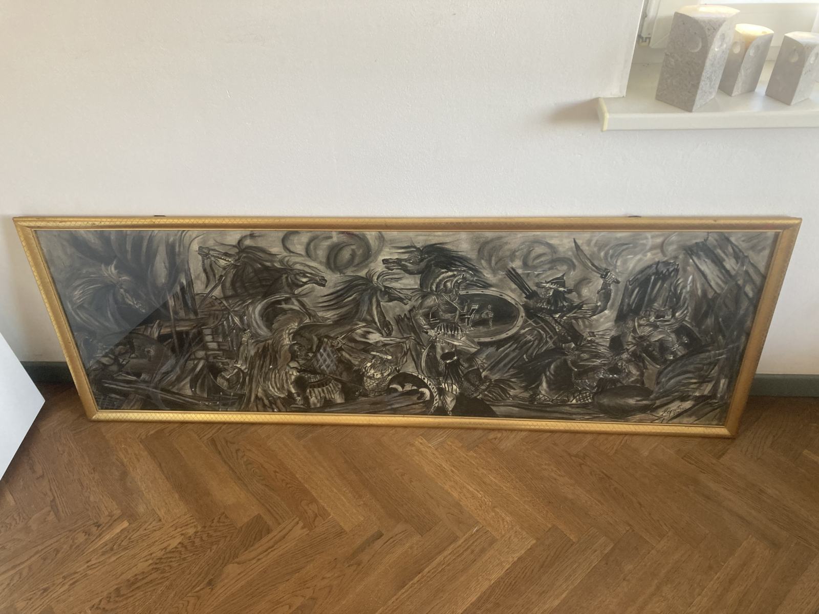 SLIKA velikega formata, pastel, uokvirjena