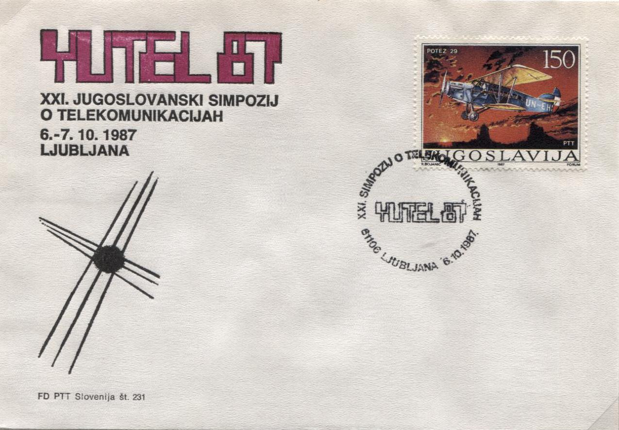 SLOVENIJA (JUGOSLAVIJA) 06-10-1987 YUTEL TELEKOMUNIKACIJE ** kuverta