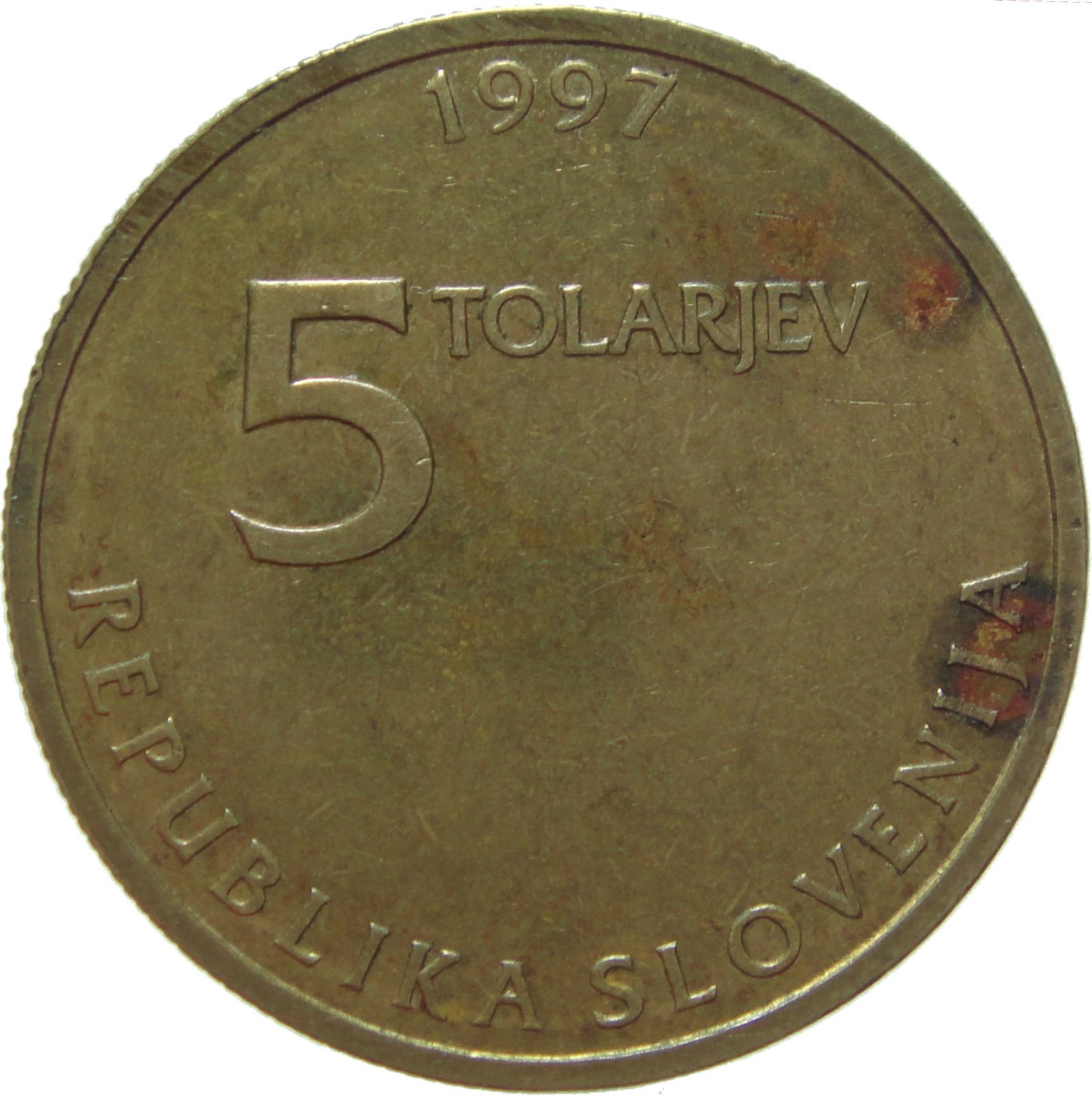 LaZooRo: Slovenija 5 Tolarjev 1997 XF / UNC Zois