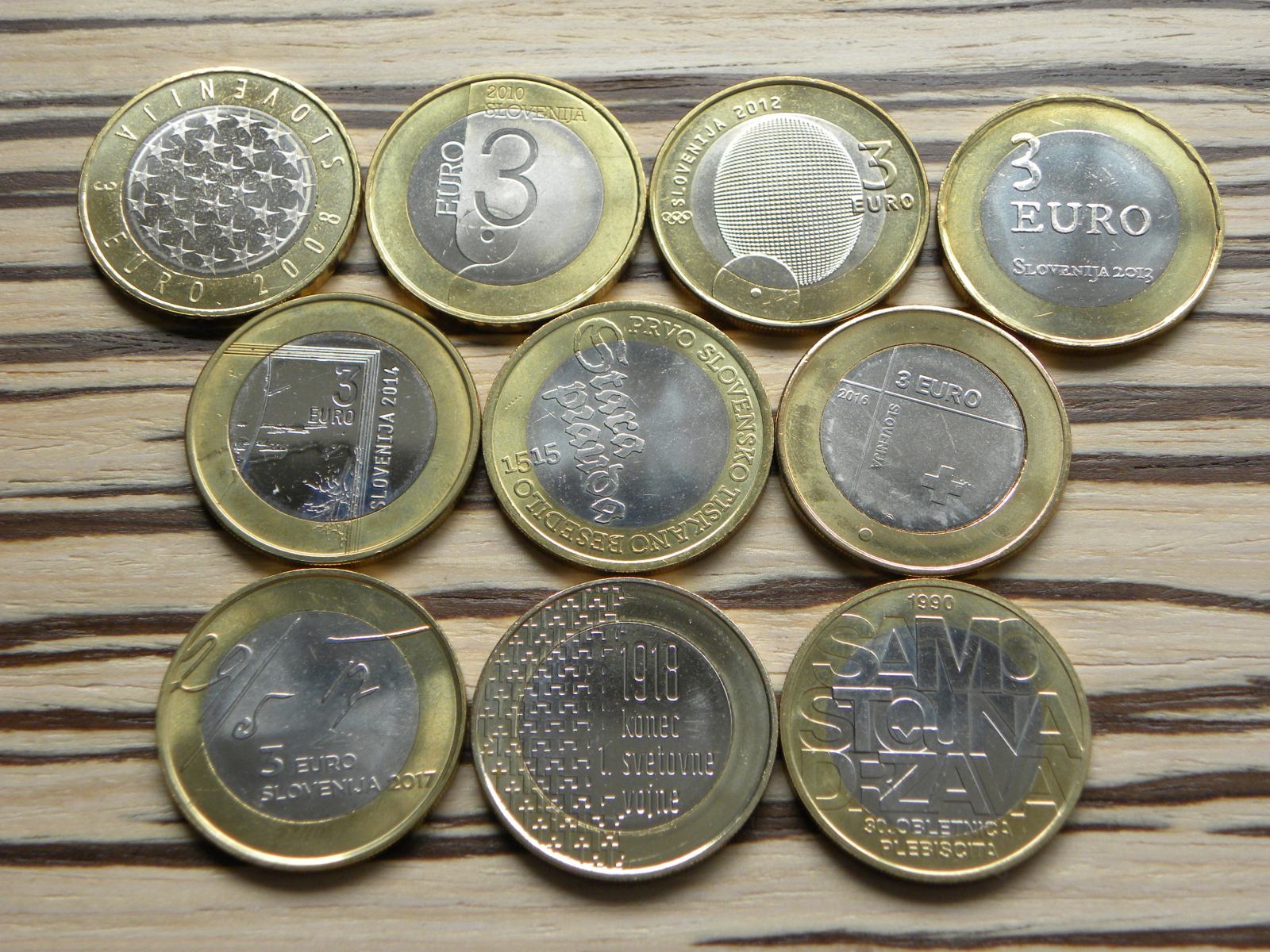 Slovenija 3 euro 2008 - 2021 UNC