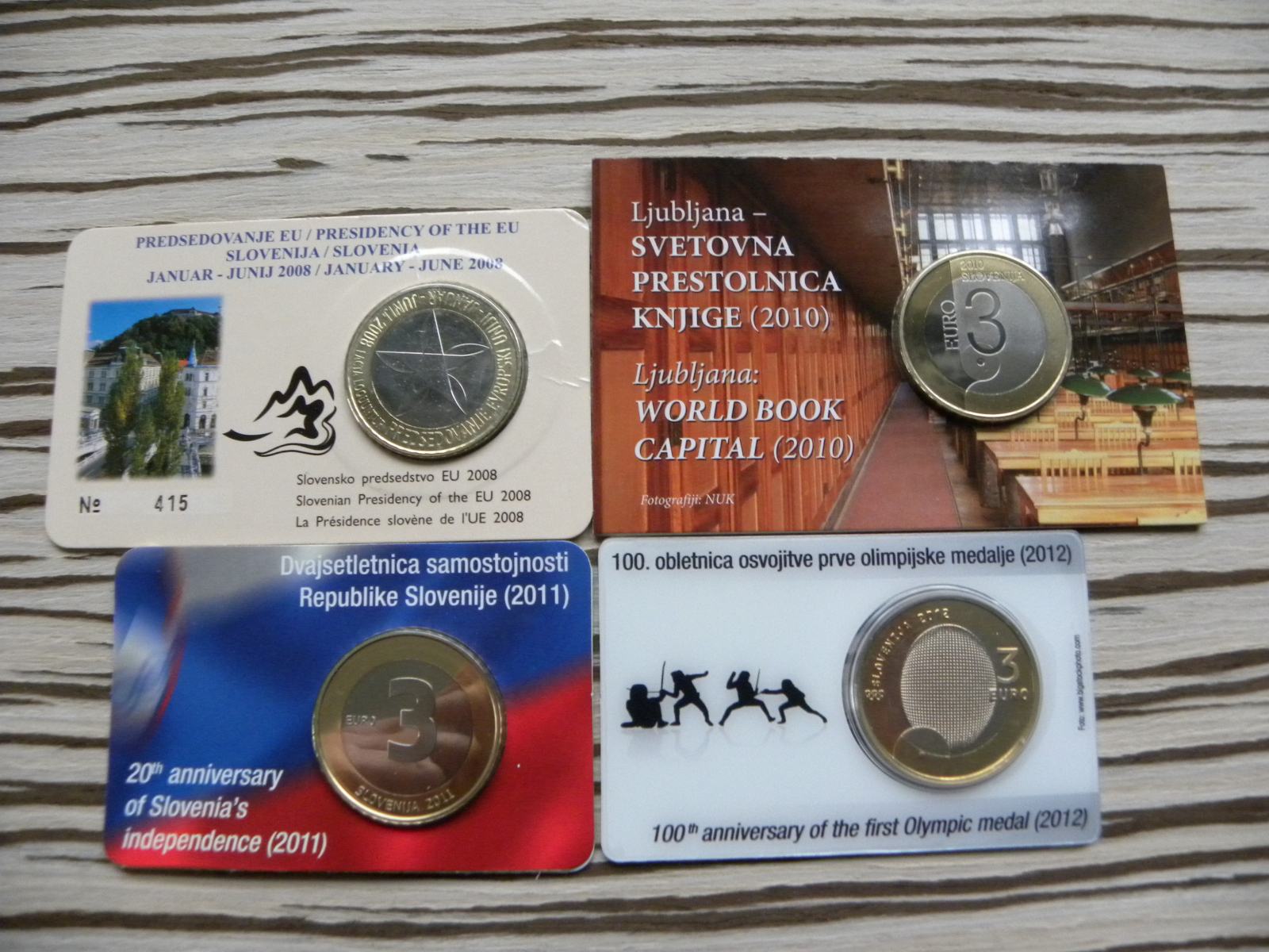 Slovenija 3 euro 2008 - 2012 - coin card