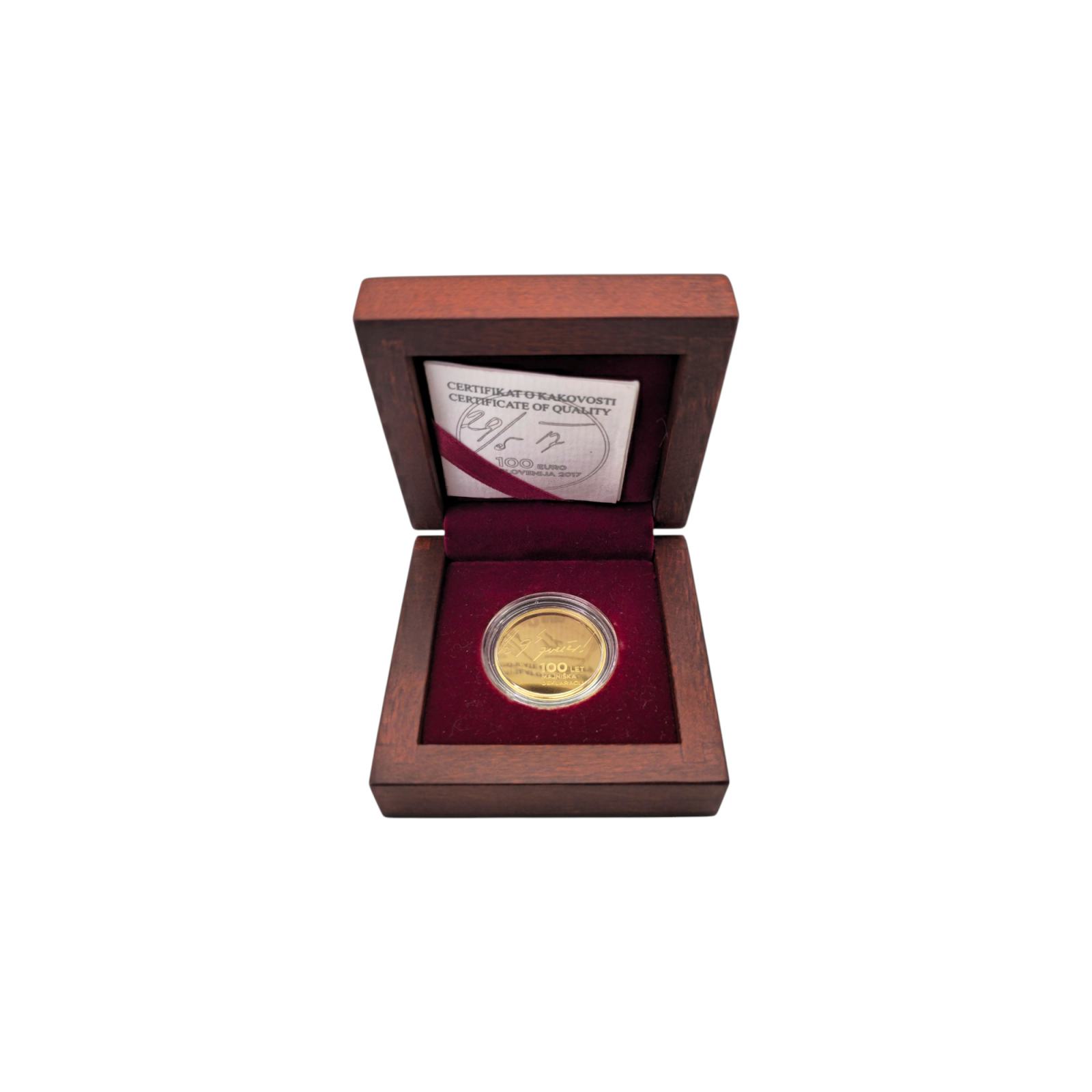 Zlatnik 100. obletnica Majniške deklaracije 21K 900/1000; masa=7.00g