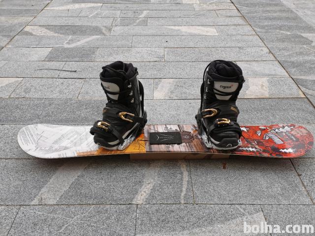 Snowboard Atomic 120 cm + vezi Atomic + čevlji Cygnus