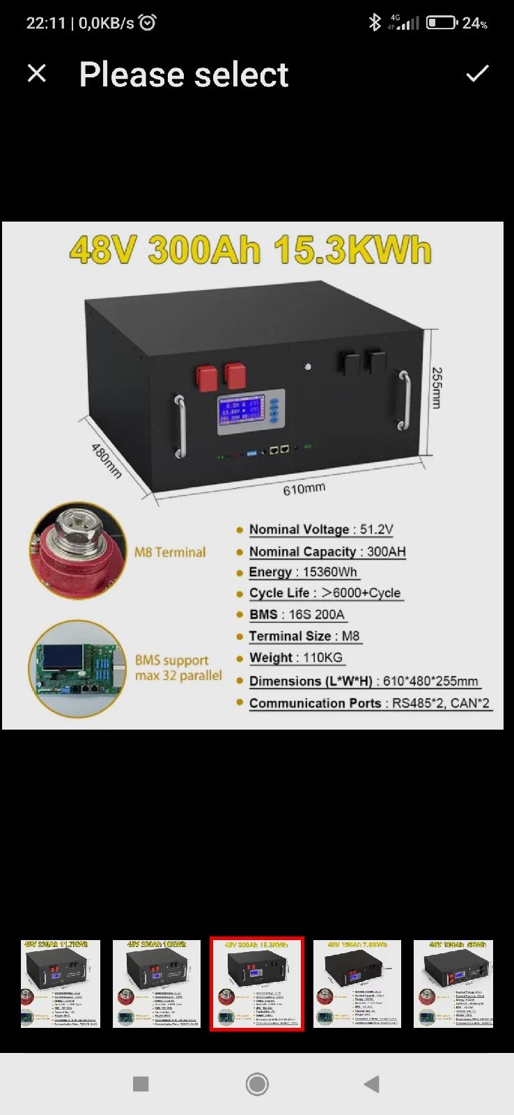 LiFePo4 15.3Kwh baterija