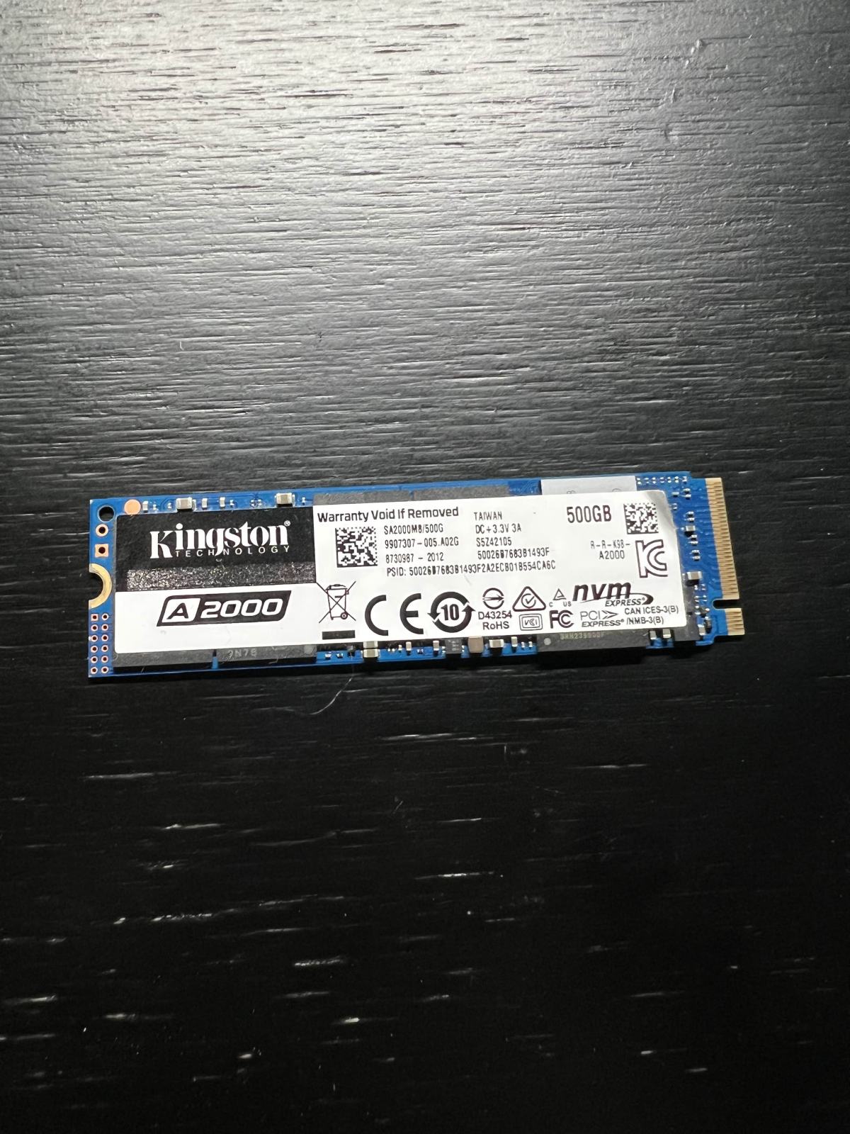 Kingston 500GB A2000 SSD disk NVMe