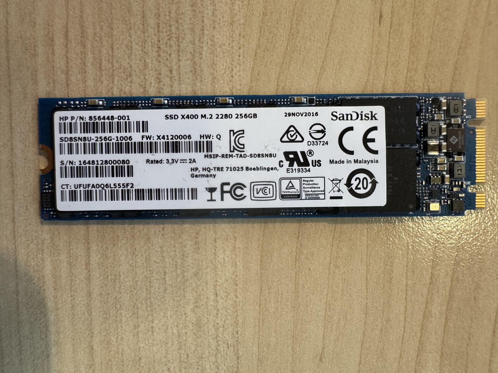 SanDisk X400 SSD 256GB mSATA 2280