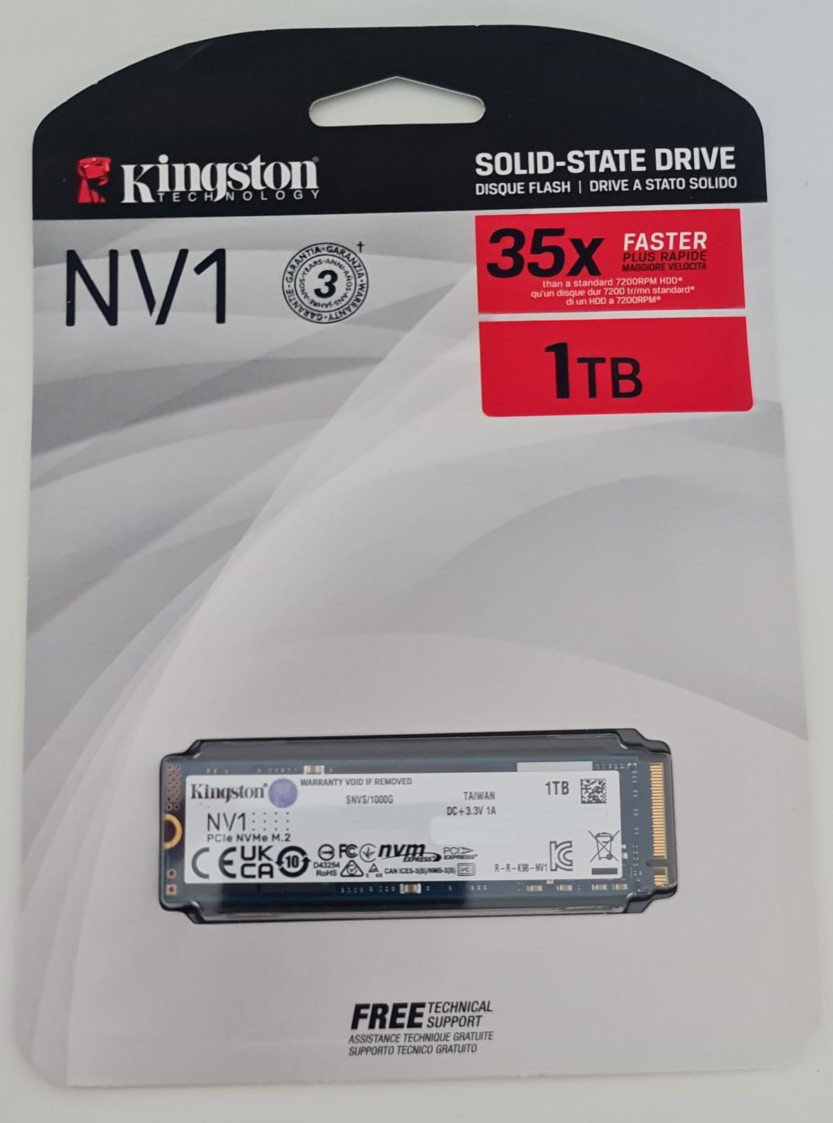 SSD DISK KINGSTON NV1 1TB M.2 PCIe NVMe (SNVS/1000G)