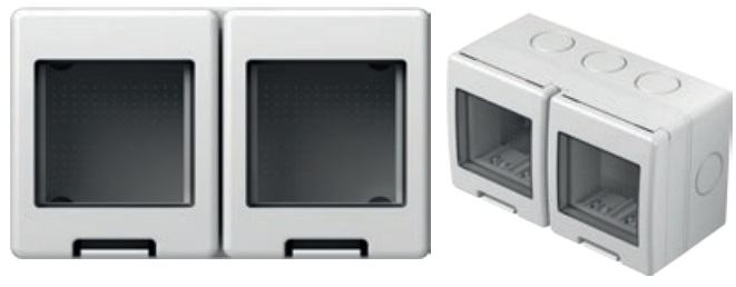 TEM ČATEŽ modul ohišje N/O CUBO IP55 2x2M belo-sijaj - AQ22PW