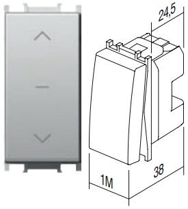 TEM ČATEŽ modul stikalo žaluzijsko 1-0-2 16AX 250V 1M srebrno - SM40ES