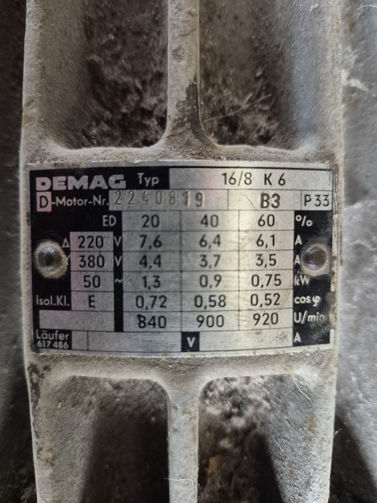 DEMAG pogon dvigala (elektro motor z reduktorjem)