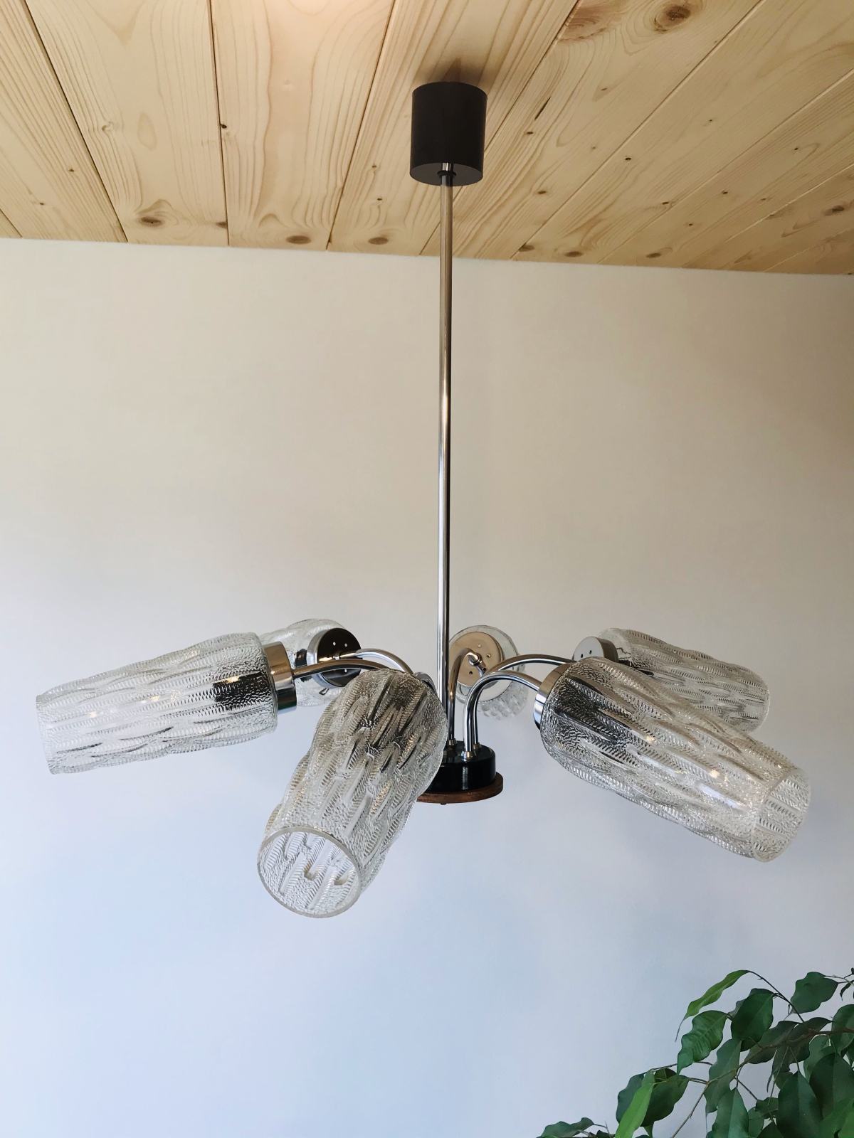 Vintage šestkraki lestenec iz 60-ih