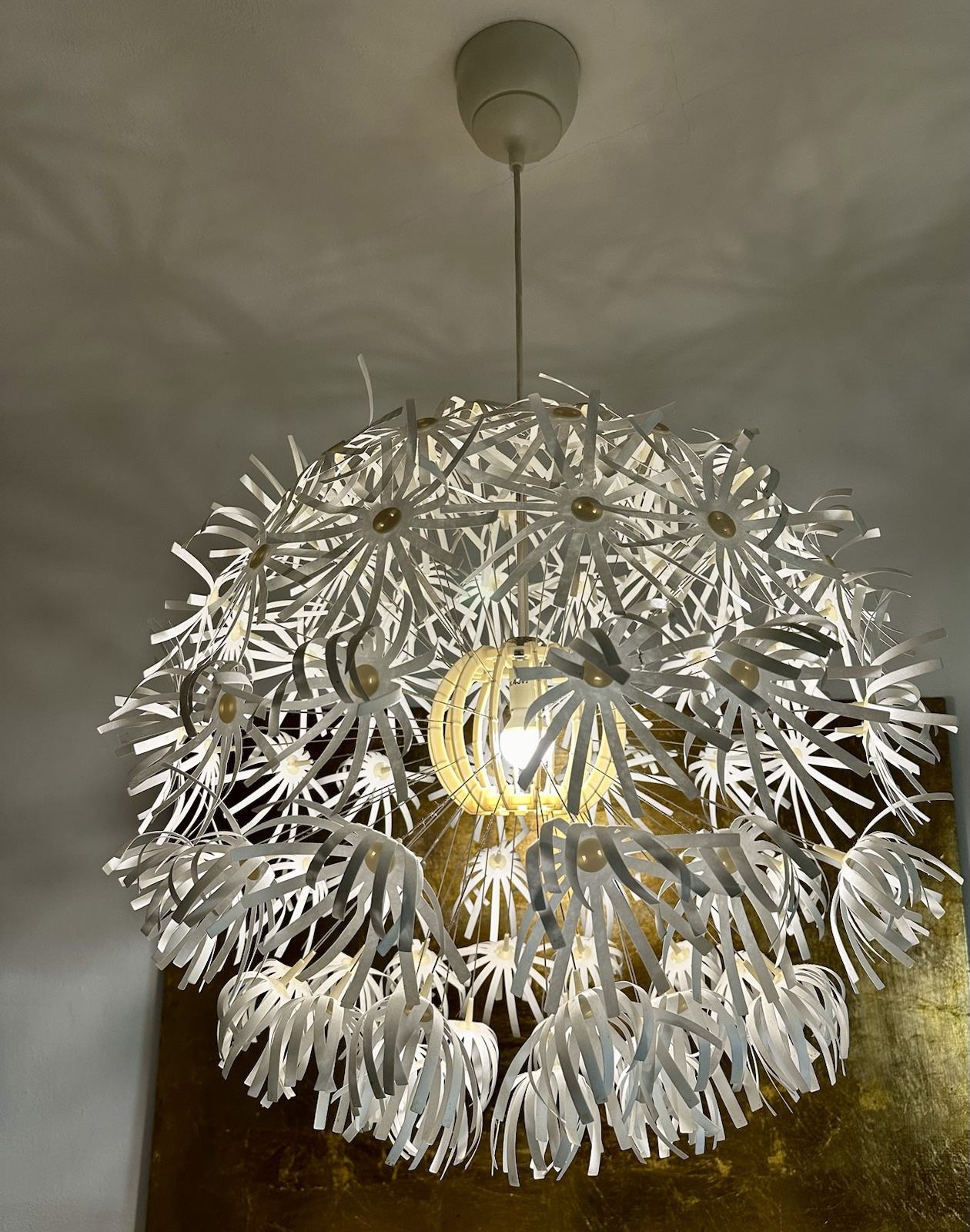 Viseča svetilka, bela, premer 55 cm