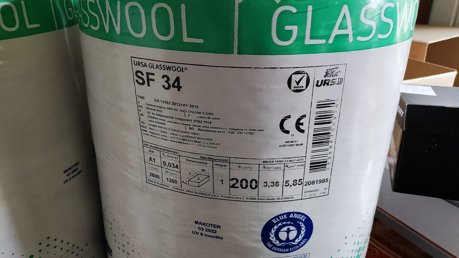 Steklena volna URSA SF 34 200mm