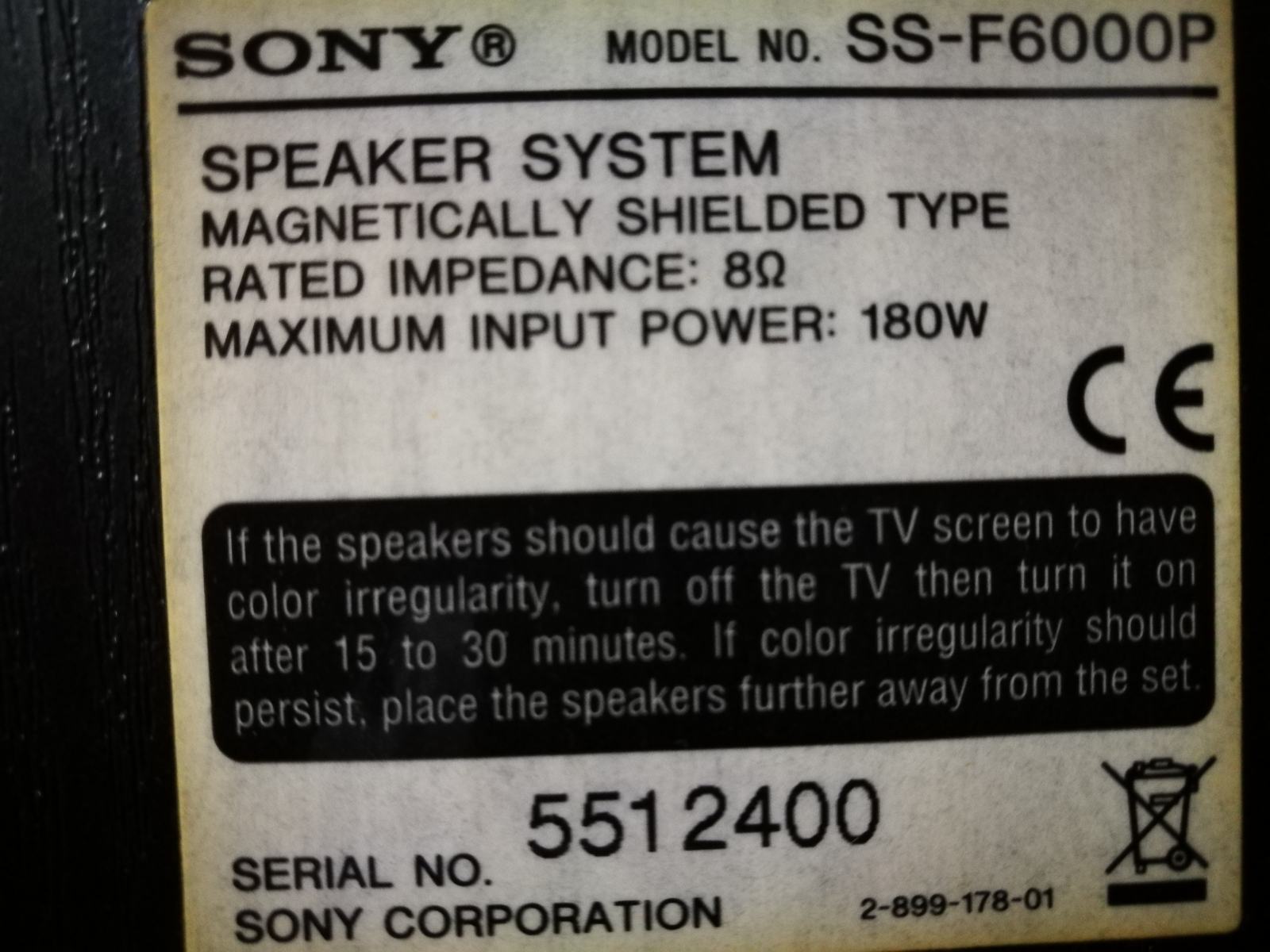 Zvočnika sony SS-F6000P