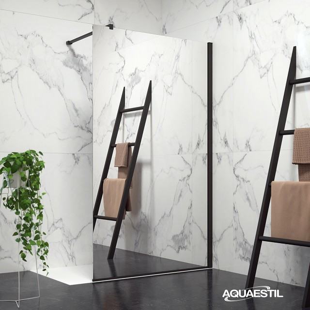 Aquaestil tuš paravan Zenith wall MIRROR 120, črna mat/ogledalo