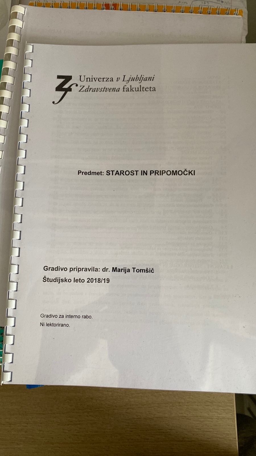 Skripta starost in pripomočki (izbirni predmet na ZF)