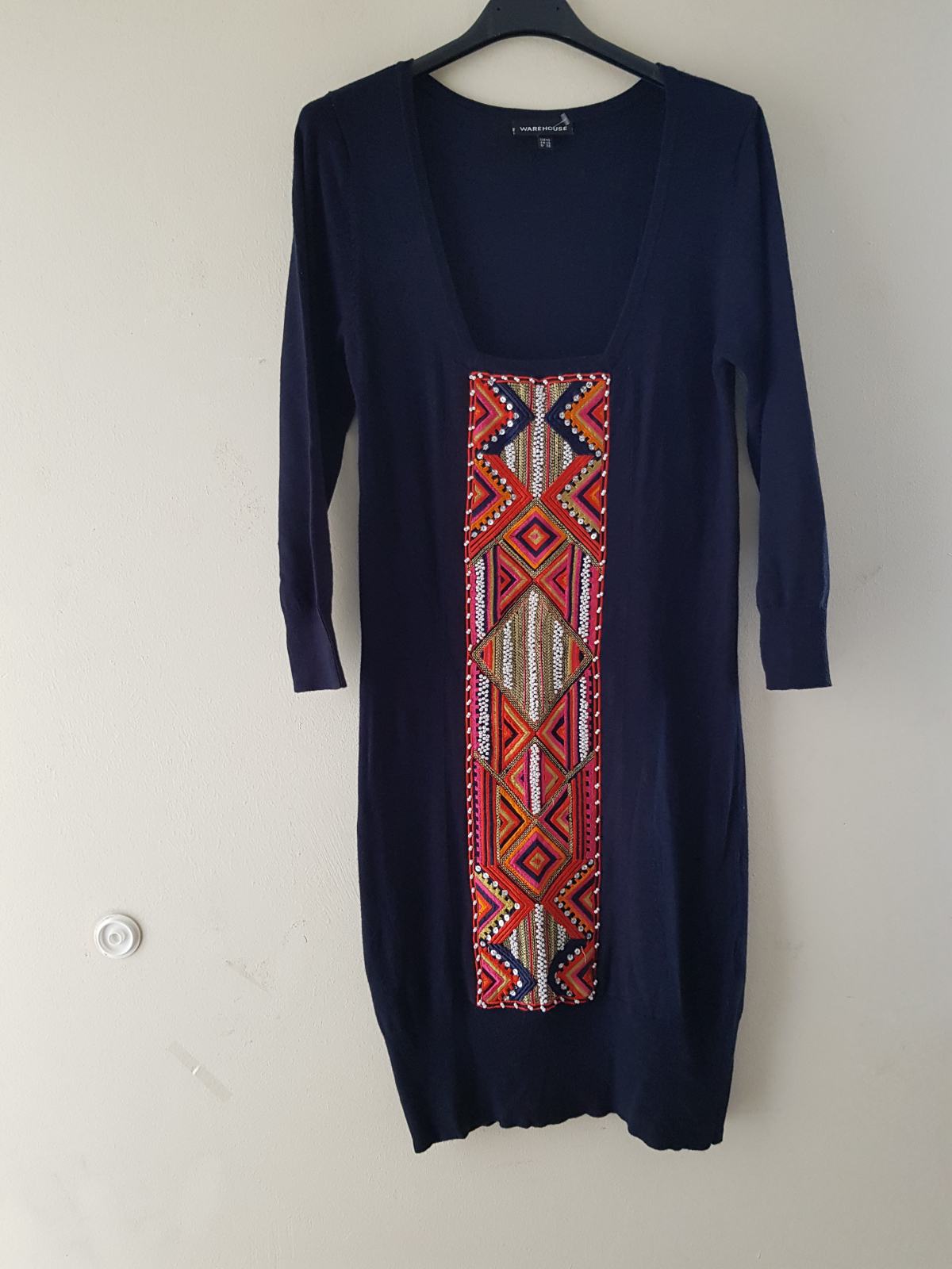 WAREHOUSE NOVA PLETNEA MODRA OBLEKA 38/40