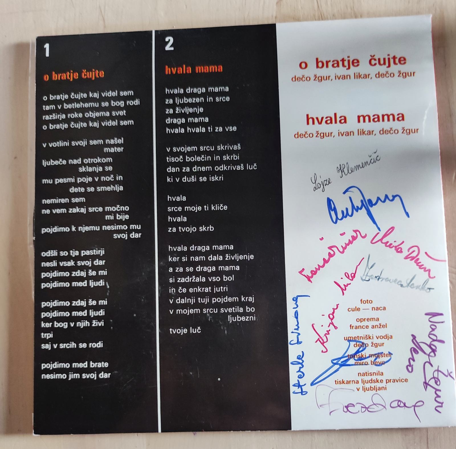 mala plošča skupine Minores original podpisi vseh članov skupine