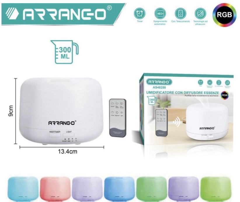 Arrango RGB Vlažilec zraka 300ml z Daljincem