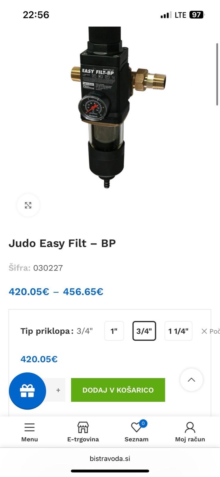 Judo Easy Filt - BP vodni filter 3/4 Filter NOV
