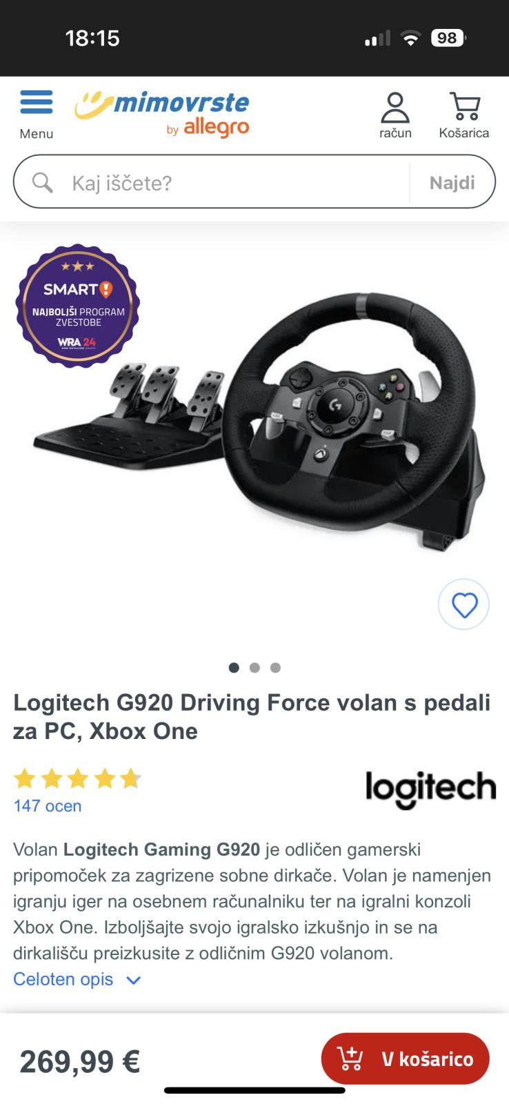 Logitech G920- PC/XBOX varianta