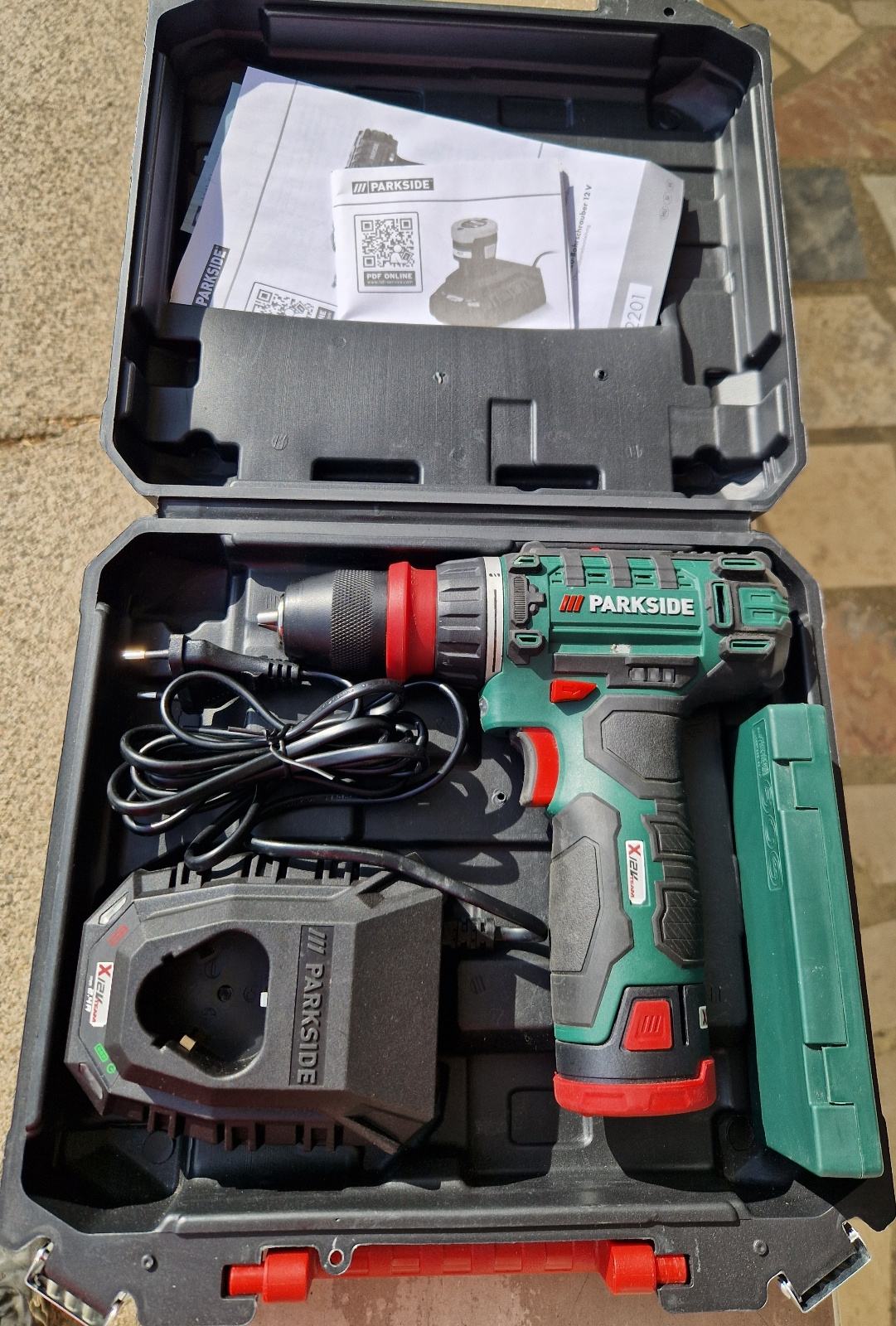AKU vrtalnik 12V Parkside + baterija + polnilec