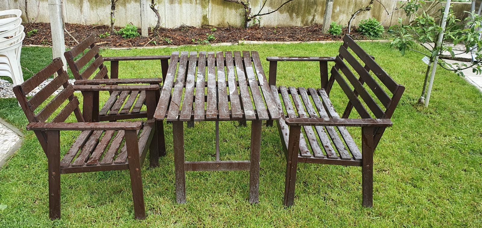 Lesena vrtna garnitura