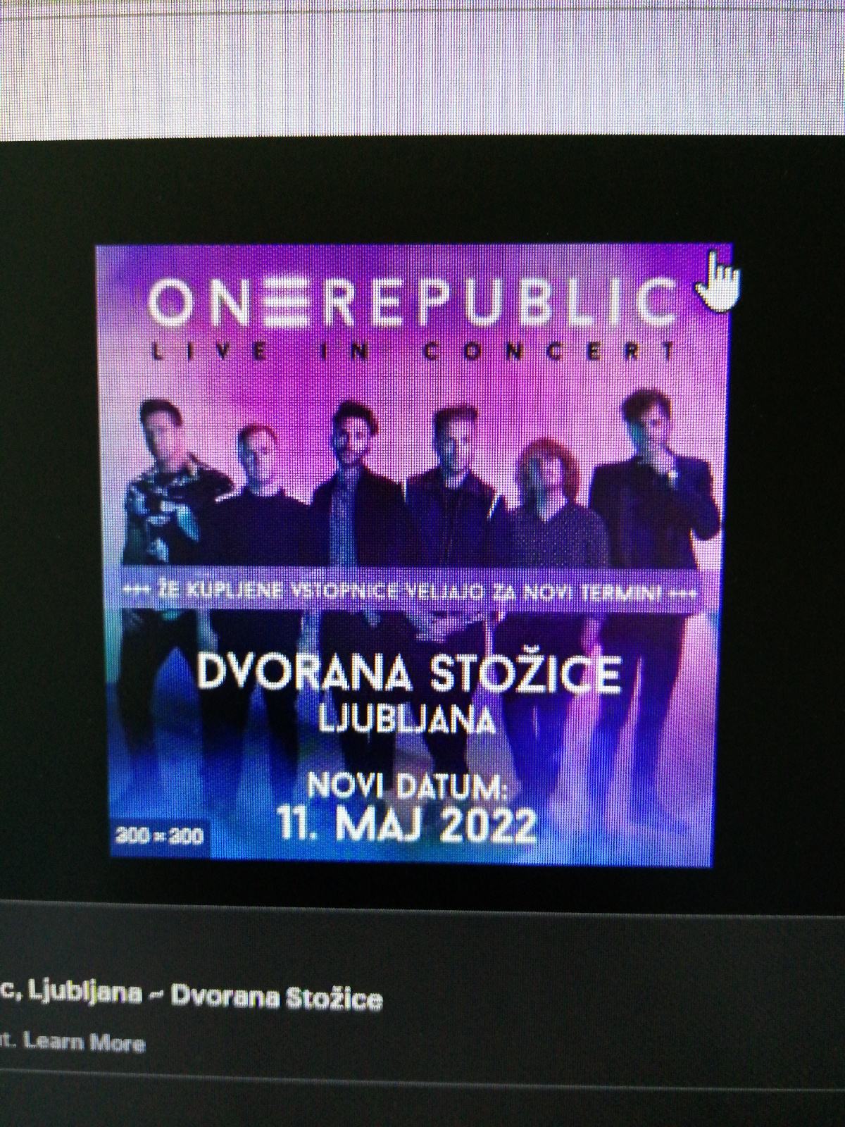 Prodam vstopnico za parter - stojišče za današnji koncert One Republic